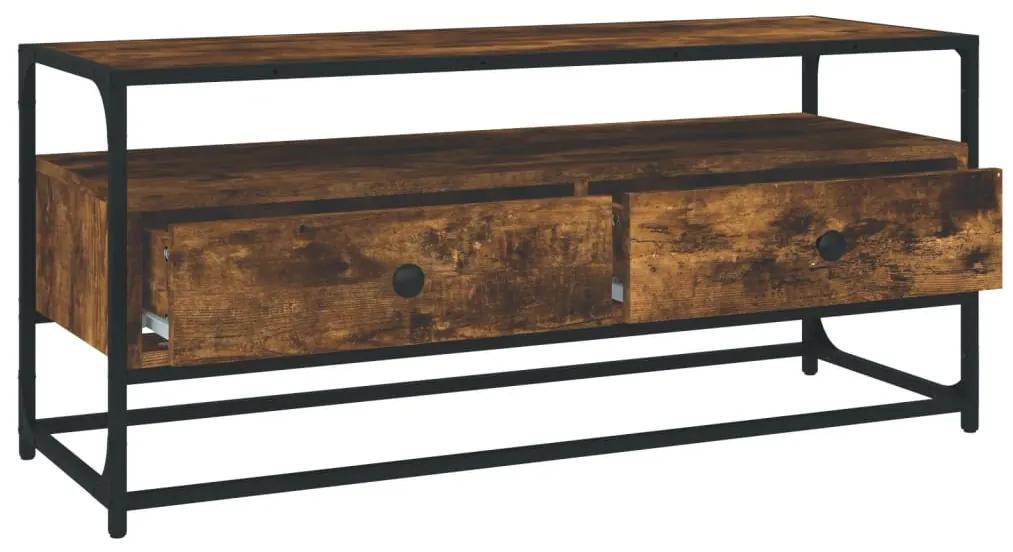 TV skříňka Elida - 100x35x45 cm - kompozitní dřevo + ocel | kouřový dub