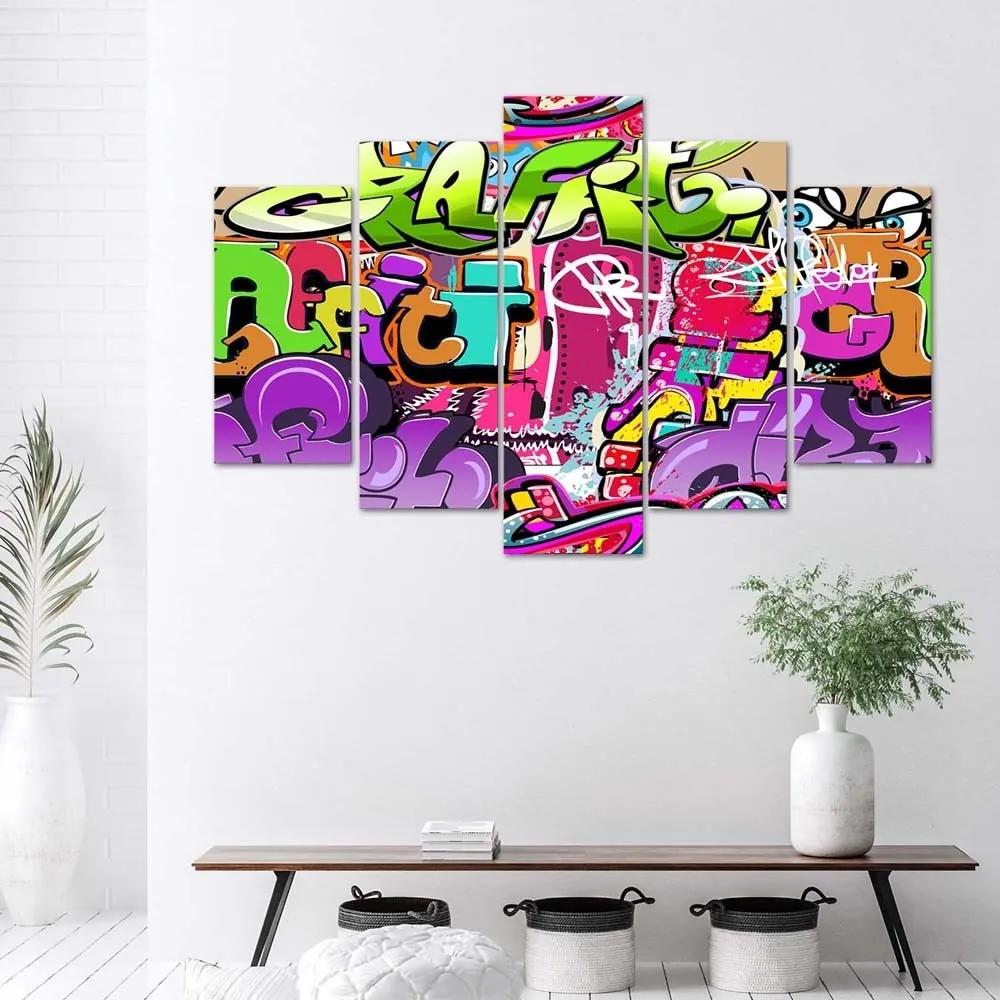Obraz na plátně pětidílný Zneužívání graffiti - 100x70 cm