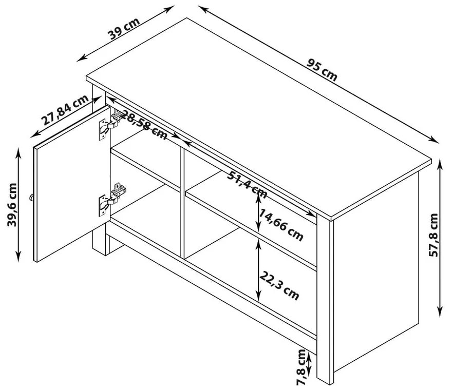 TV stolek v dekoru dubu v šedo-přírodní barvě 95x58 cm Emerald – Støraa