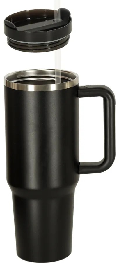 Creative Corner Termohrnek s brčkem a uchem termoska 1200ml černý