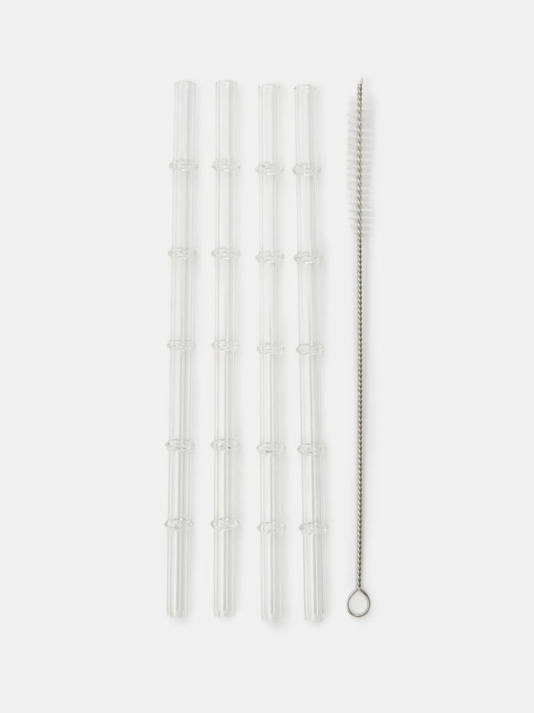Sinsay - Sada skleněných brček s čisticím kartáčkem 5 pack - clear