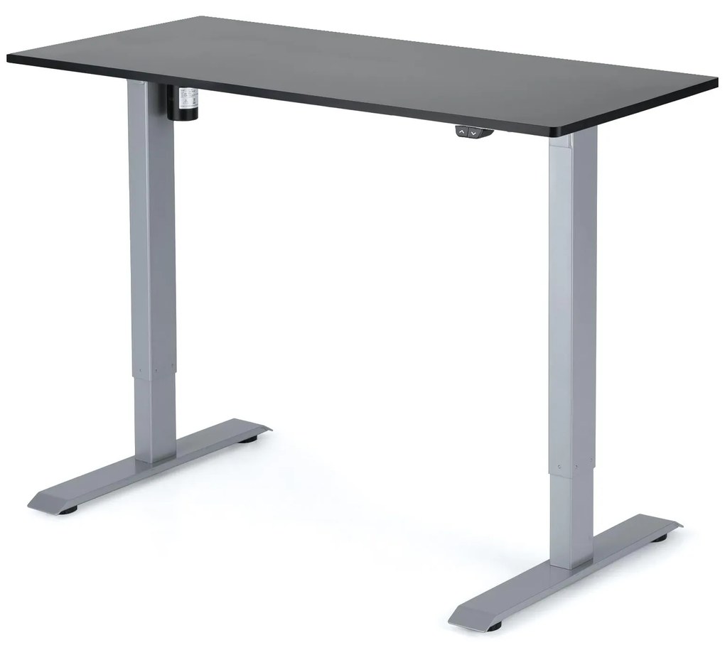 Výškově nastavitelný stůl Liftor 2segmentové nohy šedé,   deska 1180 x 600 x 18 mm černá