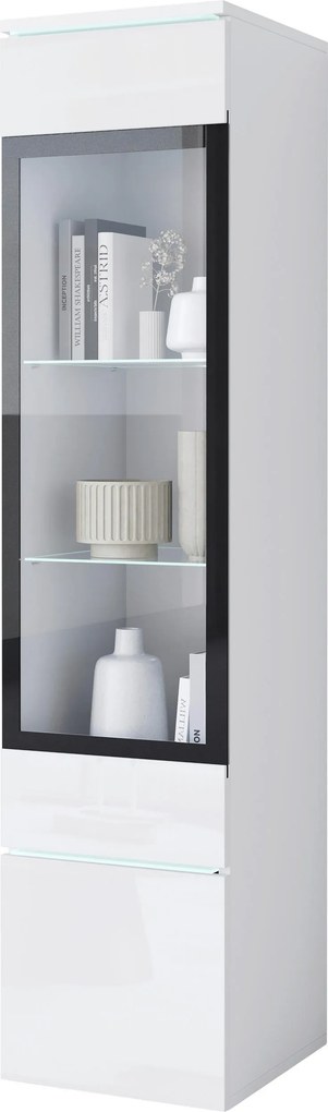 XXXLutz VITRÍNA, bílá, vysoce lesklá bílá, 30/130/33 cm P & B - Kredence a vitríny - 002778009001