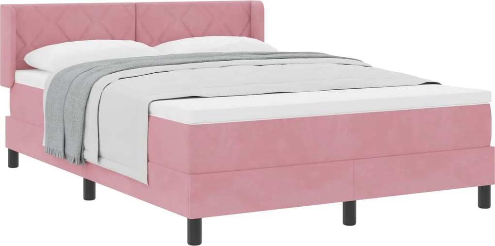 Postel s boxspringem s čelo Růžová 200 x 140 cm samet 3341527