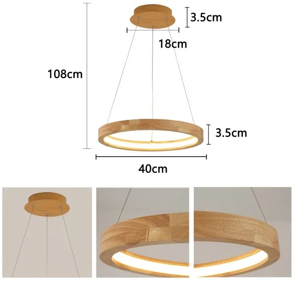 Brilagi - LED Lustr na lanku UMEA WOOD LED/30W/230V pr. 40 cm kaučukovník