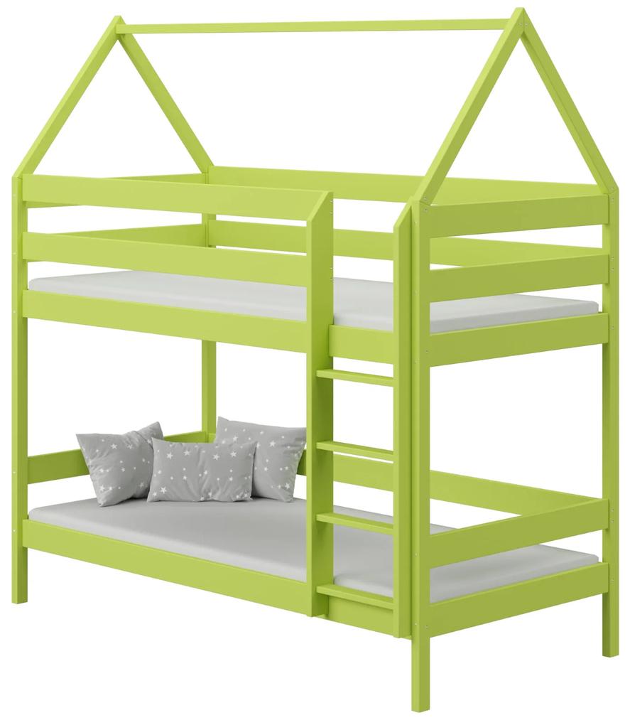 BabyBeds Dětská patrová postel DOMEČEK Velikost postele: 160x80 cm, Barva postele: Borovice, Úložný prostor: Bez úložného prostoru