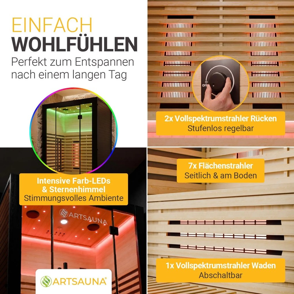 Artsauna Infrasauna Trondheim 120, černá