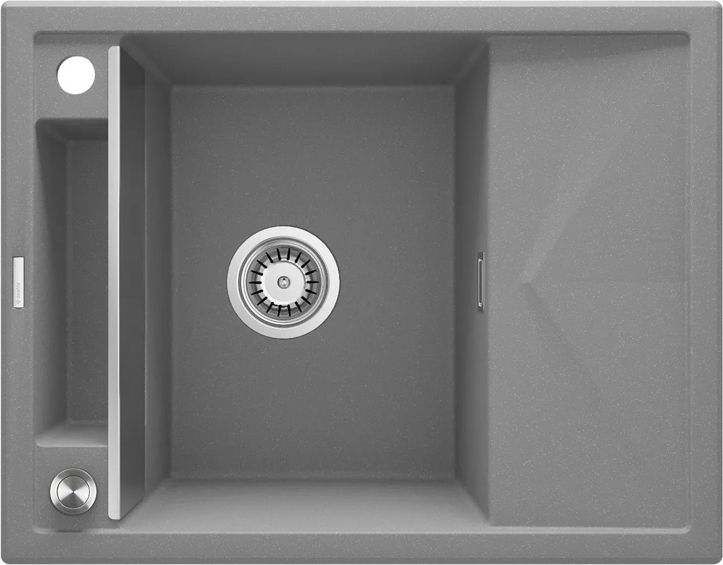 Aplomo Magnetic 64 granitový dřez s odkapávačem, šedá
