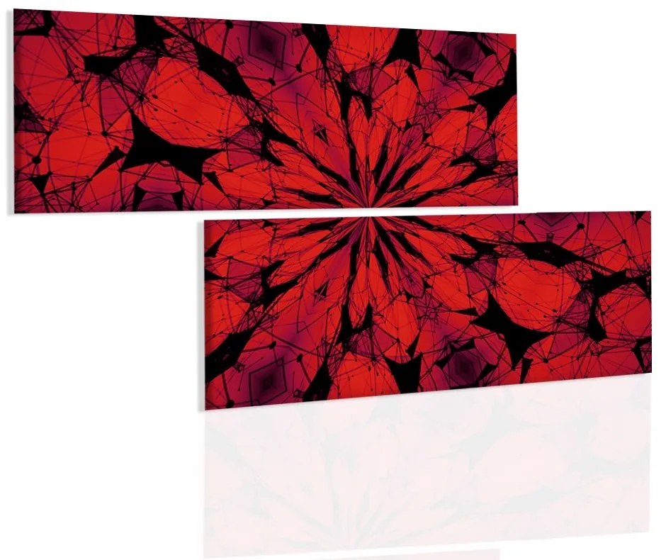 Obraz červené paprsky mandaly  200x110 cm