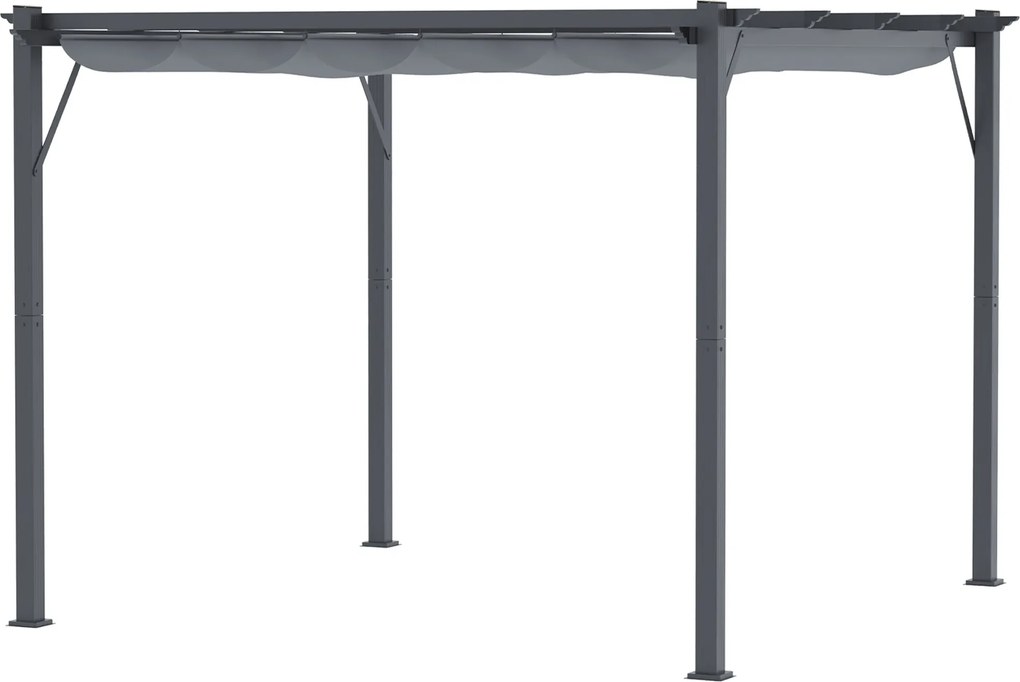 Outsunny Pergola Pavilion s posuvnou střechou pro zahradu, hliníková, antracitově šedá + tmavě šedá, 3x3x2,23m | Aosom
