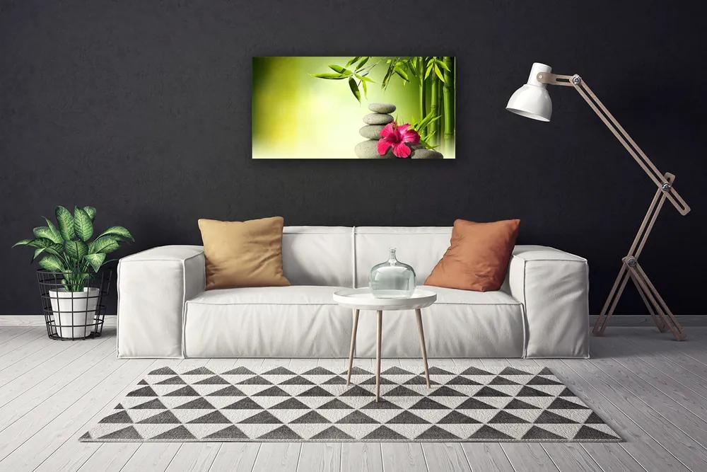 Obraz na plátně Bambus Květ Kameny Zen 120x60 cm
