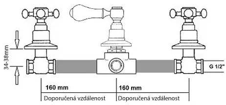 Reitano Rubinetteria Antea Podomítková sprchová baterie, 2 výstupy, bronz SET305-106