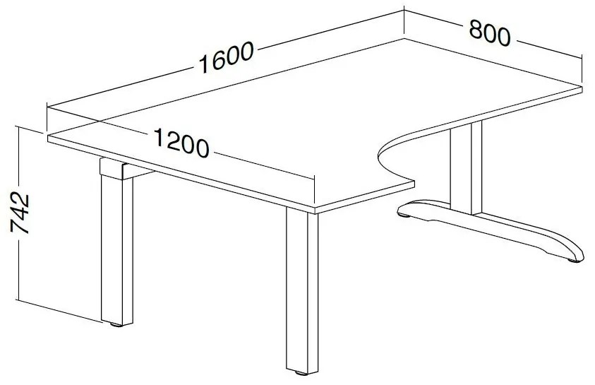 Ergonomický stůl ProOffice C 180 x 120 cm, levý, třešeň