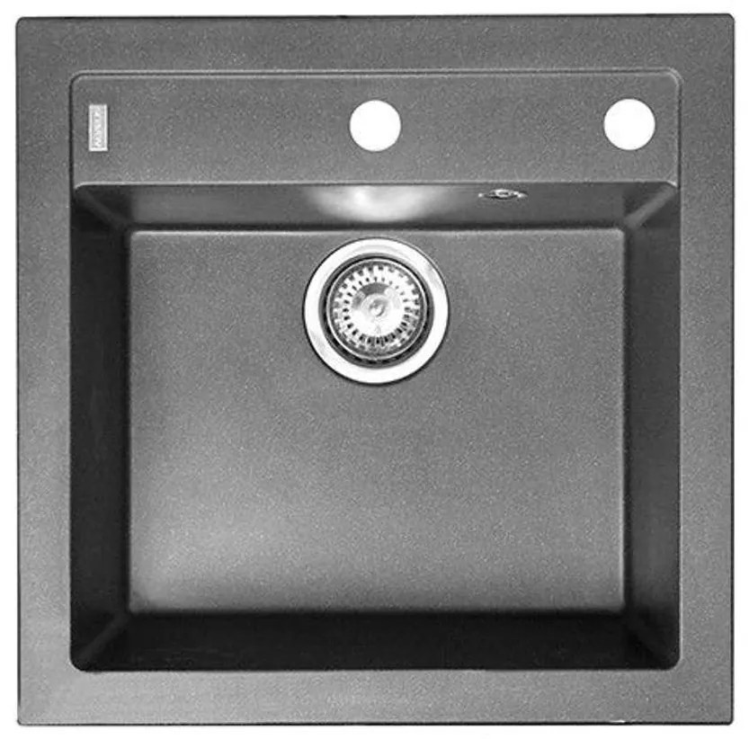 Alveus Formic - Granitový dřez 52x51 cm, s ovládáním odtoku, steel 1103762