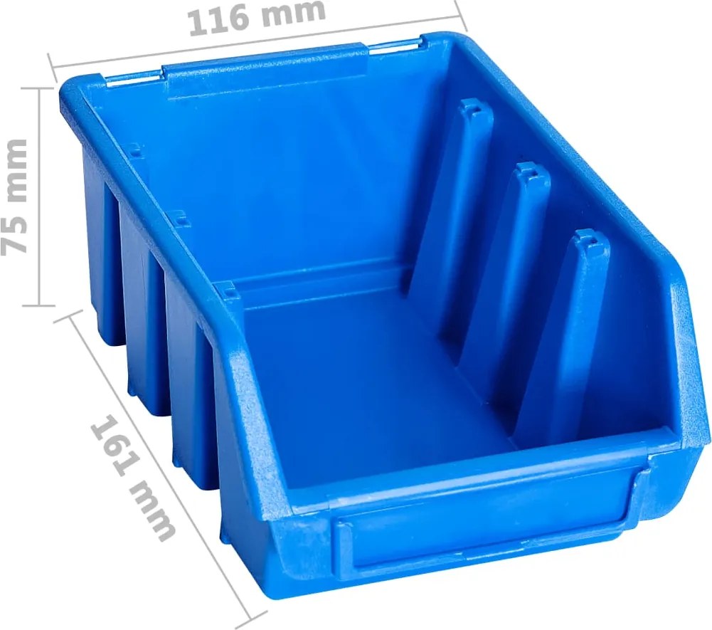 Stohovatelné úložné zásobníky 20 ks modré plast 146284