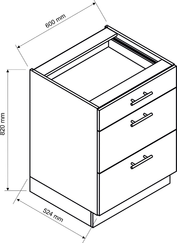 ALFASHOP ZOYA dolní D60S/3 dub