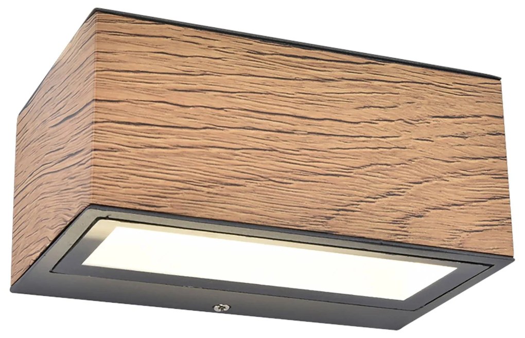 LED venkovní nástěnné světlo Gemini dřevo, 14 cm