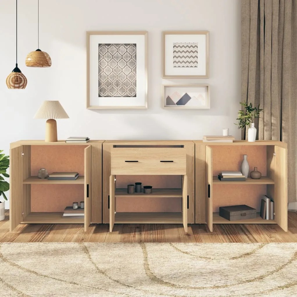 Příborníky 3 ks dub sonoma kompozitní dřevo 3185418