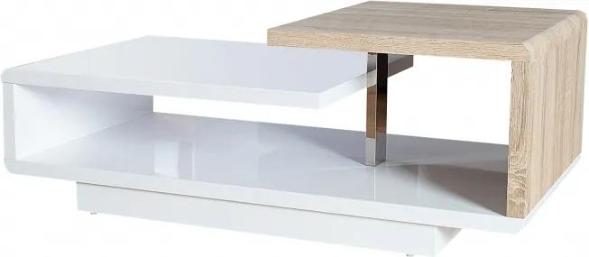 Inviro Konferenční stolek JALIS 100 cm, bílá/dub