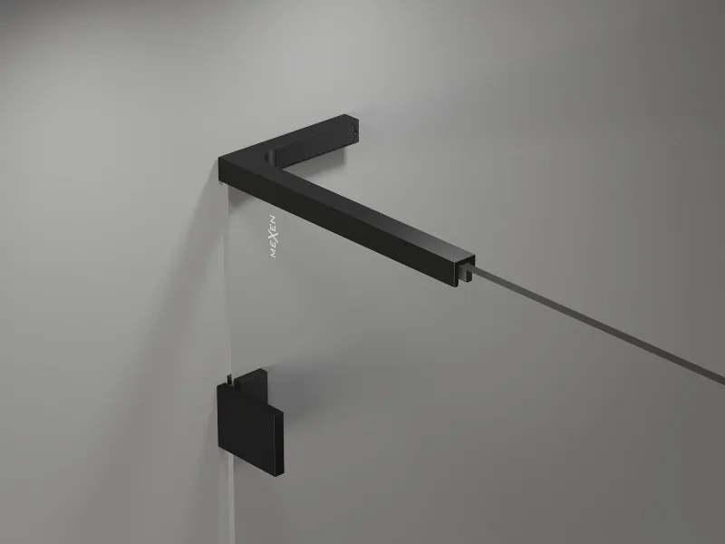 Mexen Lunar, L Duo výklopný sprchový kout 110 x 80 cm, 8mm čiré sklo, černý profil, 834L-110L-080P-70-00
