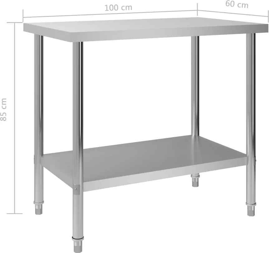 vidaXL Marketos Kuchyňský pracovní stůl 100 x 60 x 85 cm nerezová ocel
