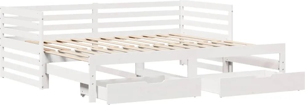Válenda se zásuvkami bílá 90 x 200 cm masivní borovice 3302196