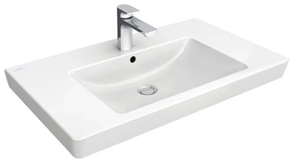 Villeroy & Boch Subway 2.0 - Umyvadlo 80x47 cm, s přepadem, otvor pro baterii, CeramicPlus, alpská bílá 71758GR1