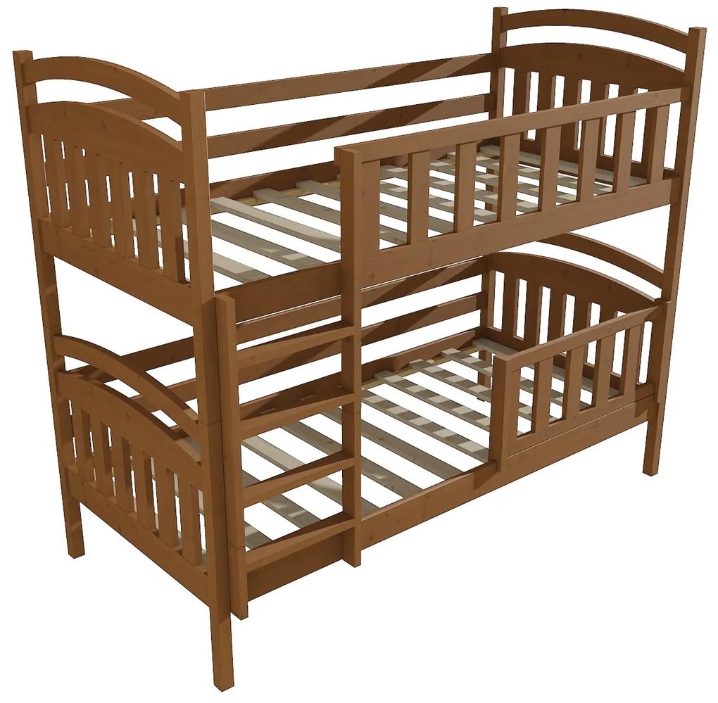 Vomaks Patrová postel PP 005 se zábranou Rozměr: 80 x 180 cm, Barva: surové dřevo, Prostor mezi lůžky: 80 cm