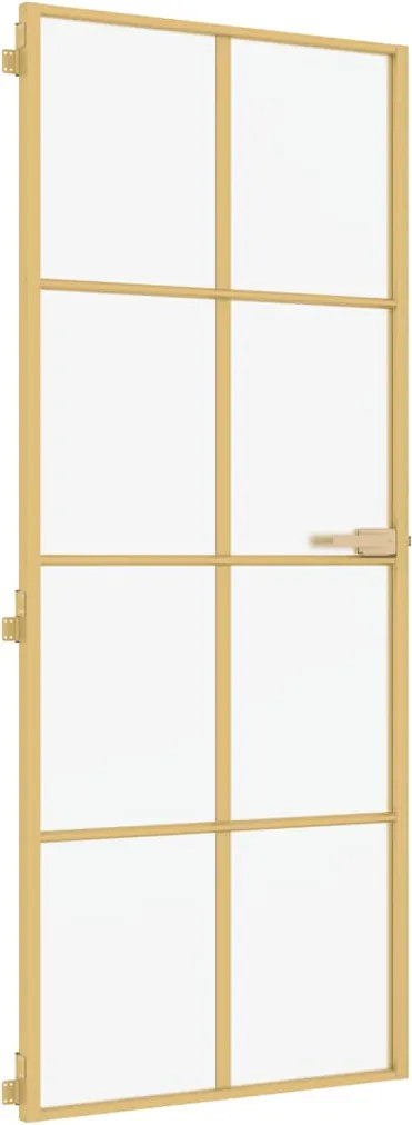 Interiérové dveře úzké zlaté 83x201,5 cm tvrzené sklo a hliník 155145