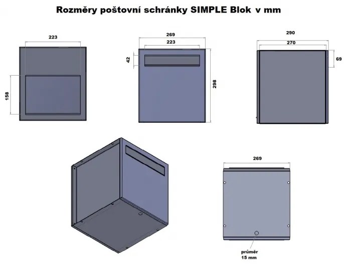 Poštovní schránka SIMPLE BLOCK 20 - bez zvonku a jmenovky