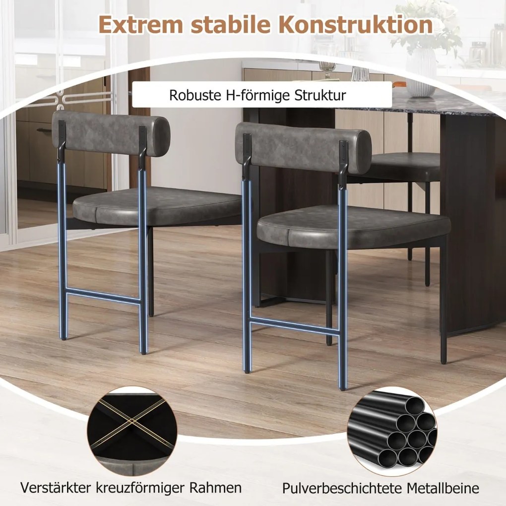 Costway Sada 2 jídelních židlí Kuchyňské židle vyrobené z PVC kůže