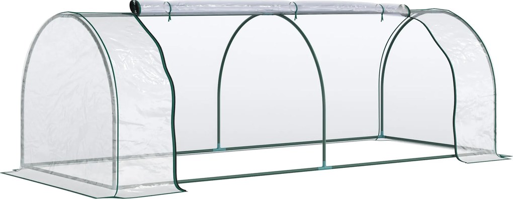 Skleník Outsunny s Dveřmi, fóliový skleník z oceli, skleník pro balkon, zahradu, dům na rajčata 250x100x80cm, skleník na rajčata, zeleninu, květiny, r