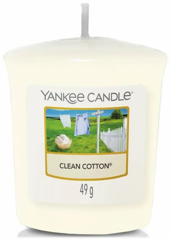 Yankee Candle – votivní svíčka Clean Cotton (Čistá bavlna), 49 g