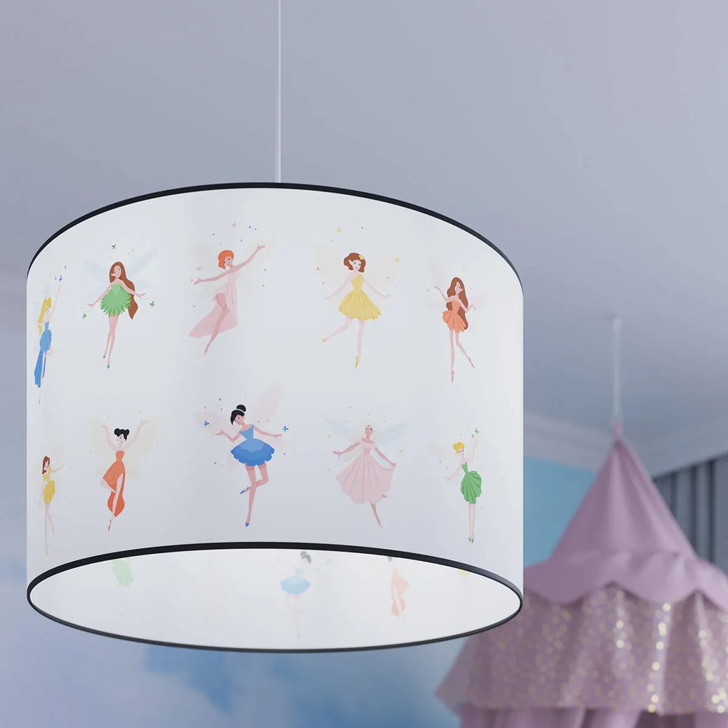 Sollux Lighting Dětské závěsné svítidlo Fairy, 1x plastové stínítko se vzorem, (fi 30cm)