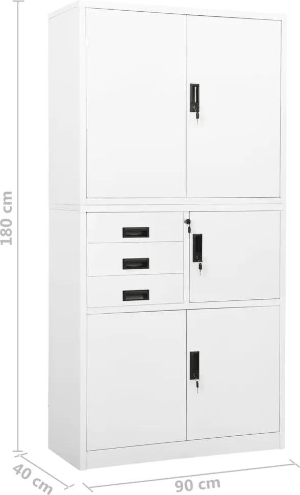 vidaXL Kancelářská skříň 90 x 40 x 180 cm ocel [336413] Barva: Bílá