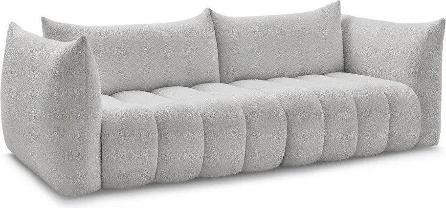 Světle šedá pohovka z textilie bouclé 286 cm Azra – Bobochic Paris