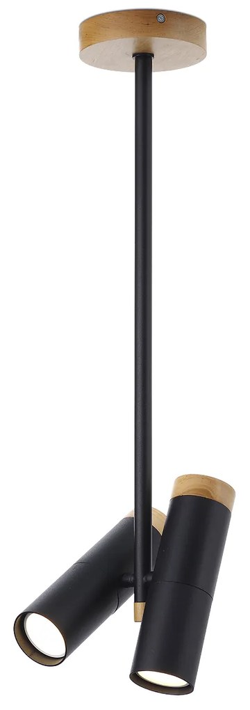 Light for home - Designové stropní bodové svítidlo na tyči 70305 "NIMBA", 2 x 35W, GU10, černá, přírodní olše