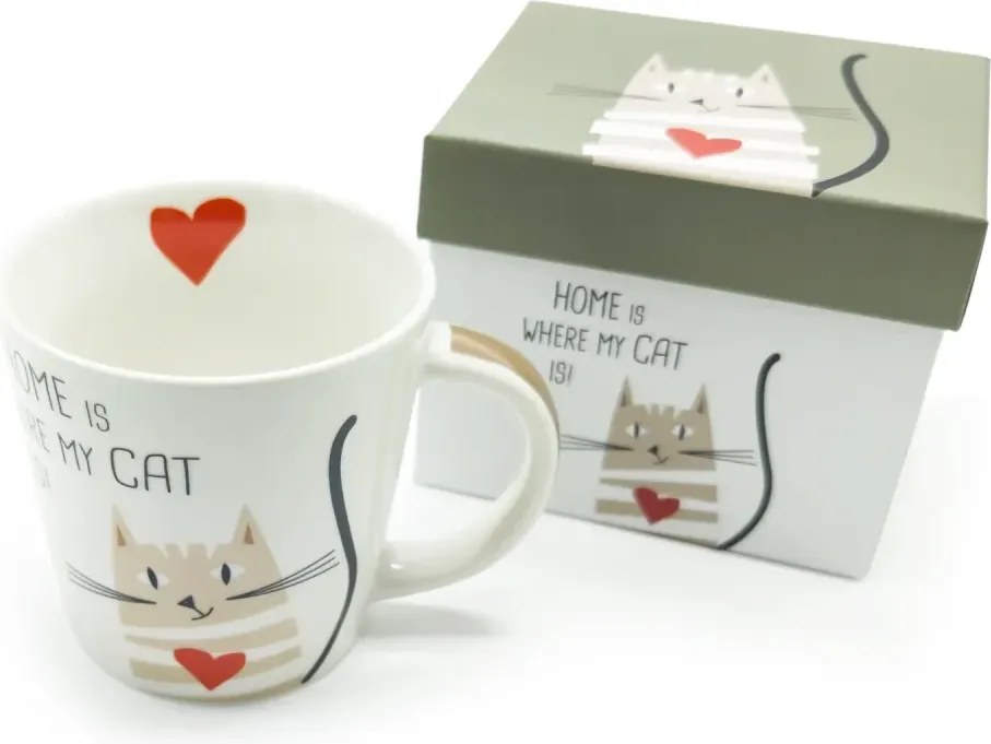Porcelánový hrnek Home is where my cat is, 400 ml – dárek pro milovníky koček