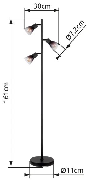 Globo 54312-3S - Stojací lampa SATELLA 3xE14/25W/230V černá