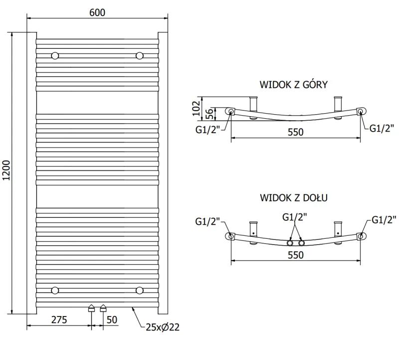 Mexen Ares koupelnový radiátor 1200 x 600 mm, 620 W, Bílá - W102-1200-600-00-20