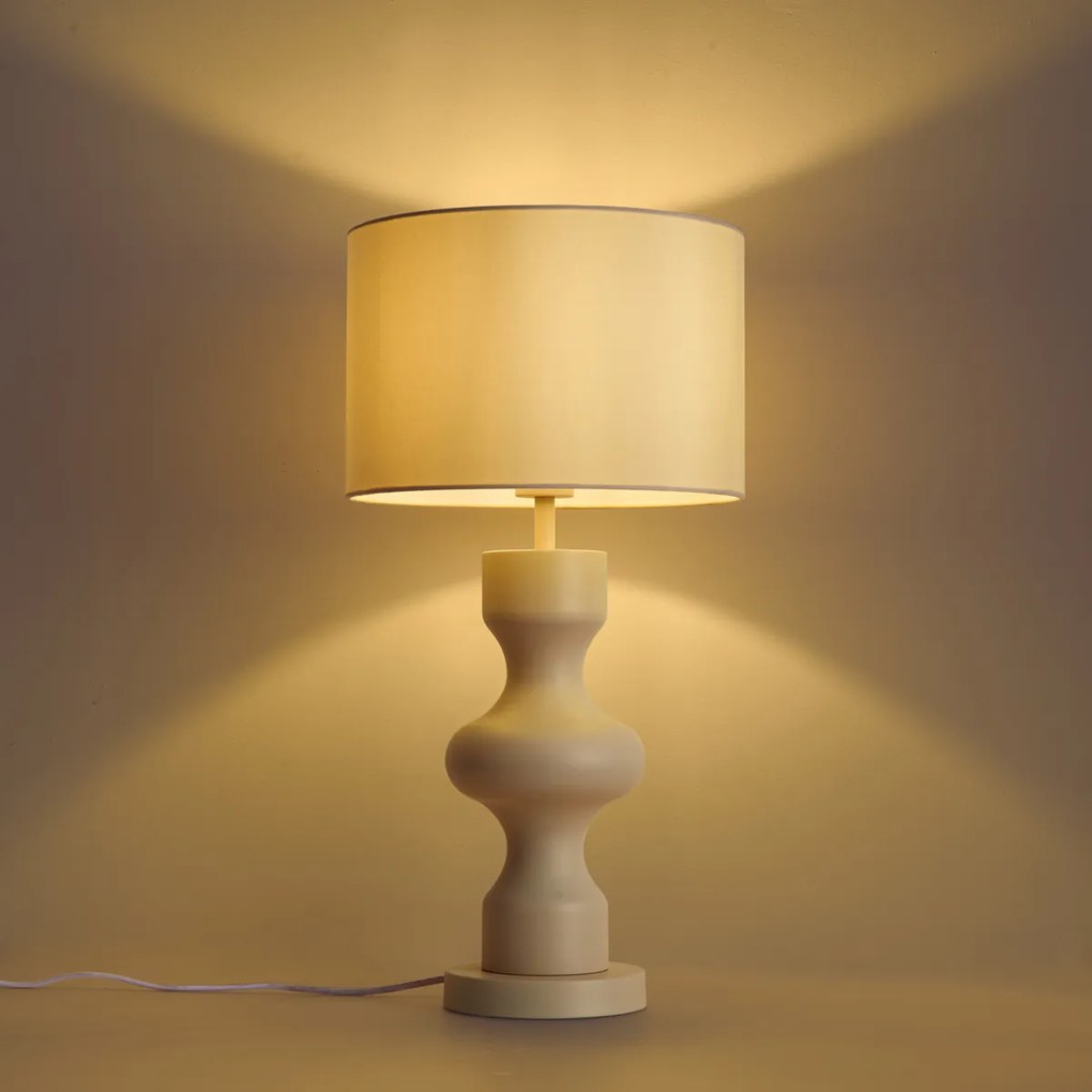 Retro stolní lampa béžová s látkovým stínidlem - Captain