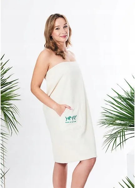 Pareo froté vázané Yeye Made in Nature Ecru L/XL