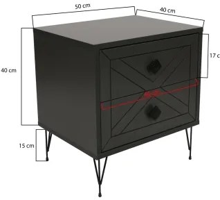 Noční stolek LUNA 55x50 cm antracit/černá