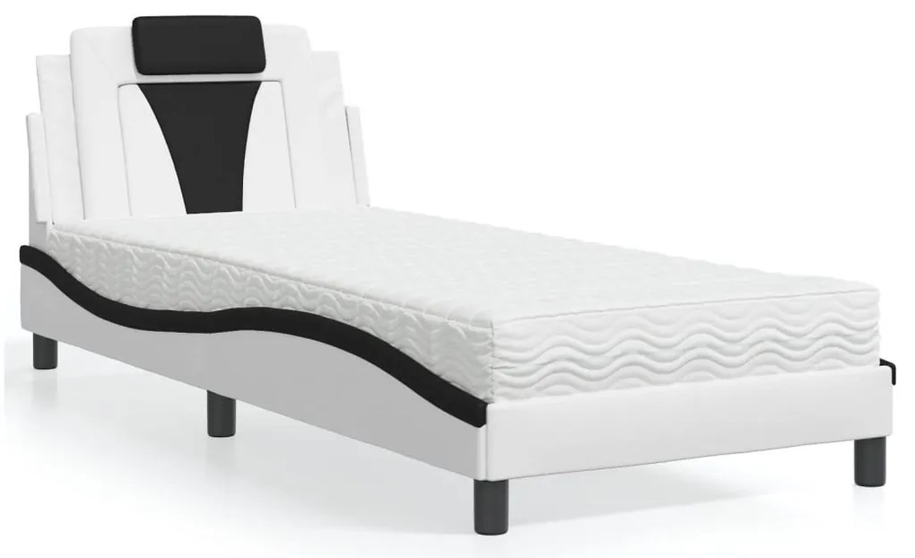 Postel Viana s matrací bílá a černá 90 x 190 cm umělá kůže 3208767