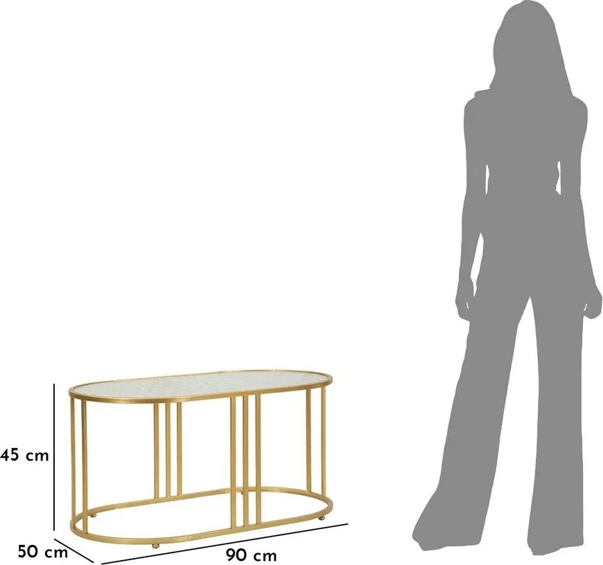 Bílý/ve zlaté barvě konferenční stolek se skleněnou deskou 50x90 cm Antalia – Mauro Ferretti
