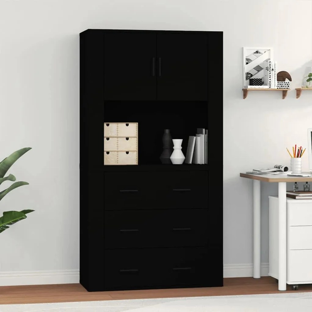 Fionshop 263887295 Skříň highboard černá kompozitní dřevo