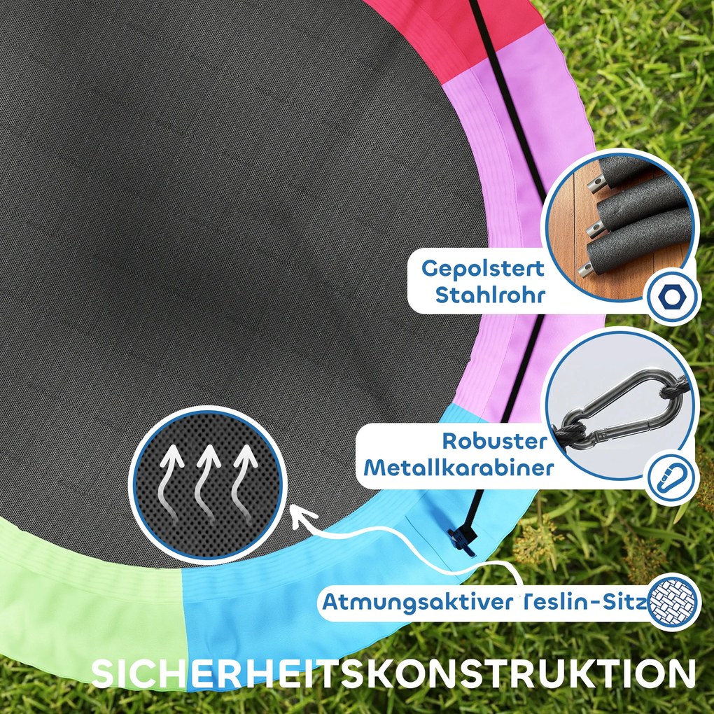 Hnízdní houpačka Výškově nastavitelná závěsná houpačka do 300 kg s nastavitelnými lany 100 x 100 x 180 cm Vícebarevné provedení