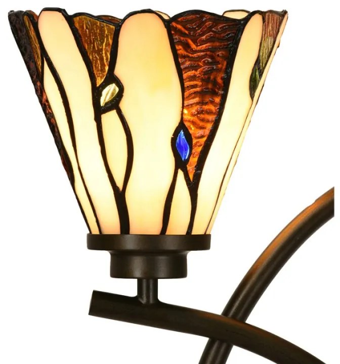 Stolní lampa Tiffany Vallois béžovo hnědá se 2 světly – 46x28x63 cm