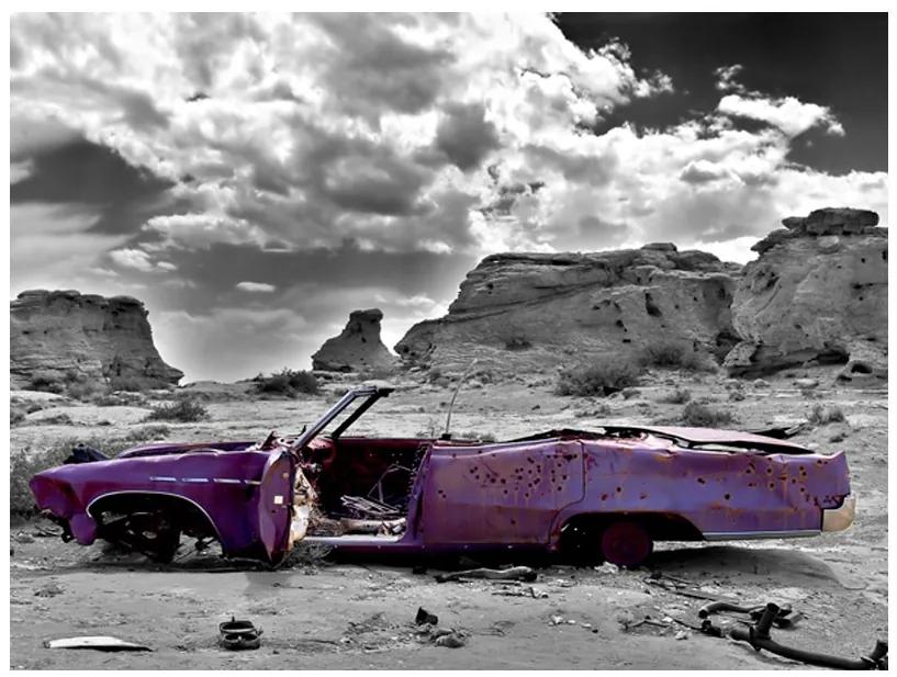 Fototapeta - Retro car on the Colorado Desert