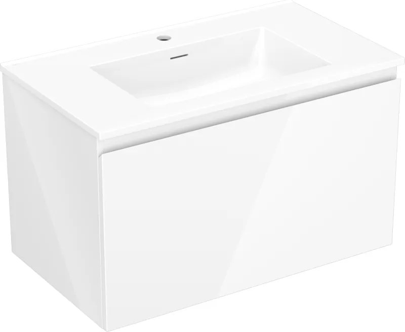 Mexen Orio, koupelnová skříňka 80 cm s umyvadlem Otis, 1 zásuvka, bílá lesklá, 91A10-08047-1-BF00-W18M00